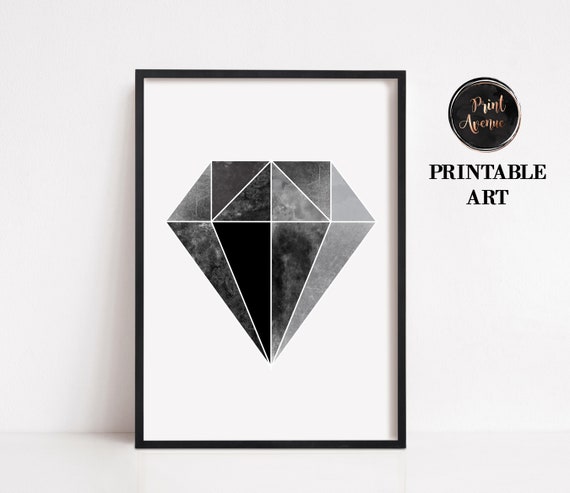 Diamond Print Scandinavian Print Black and White Art - Etsy