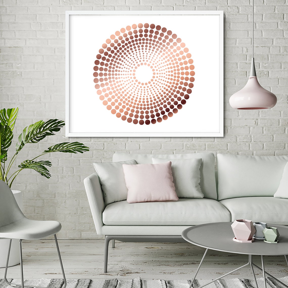 Copper Print Circle Art Printable Minimal Poster Home | Etsy