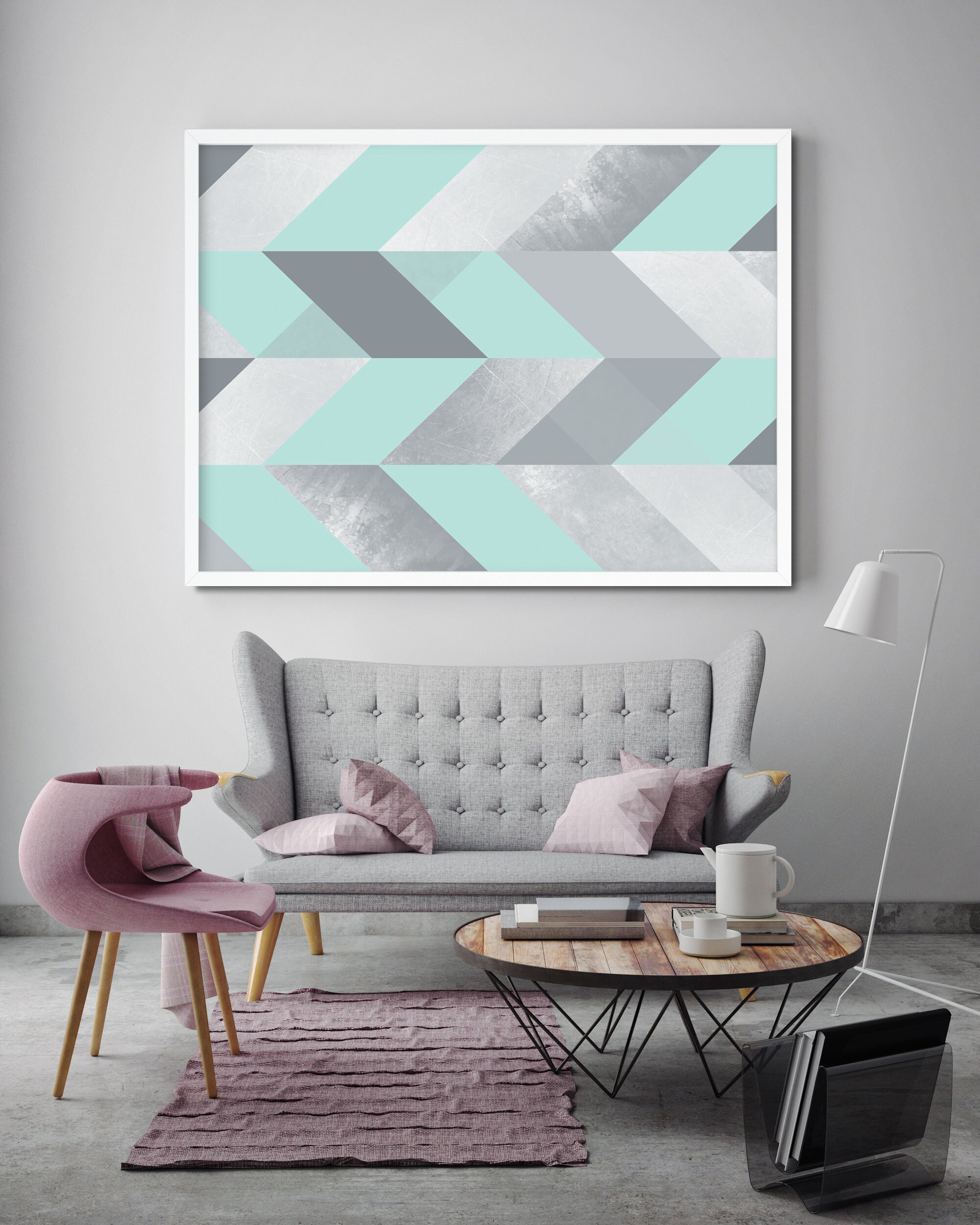 Mint Print Mint Poster Mint Wall Art Chevron Print | Etsy