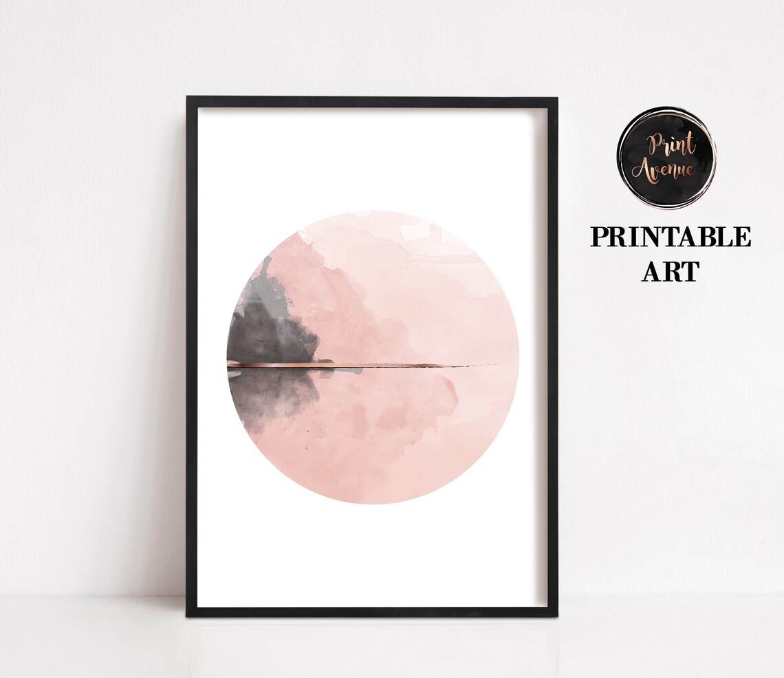 Blush Circle Art Watercolor Print Downloadable Print | Etsy