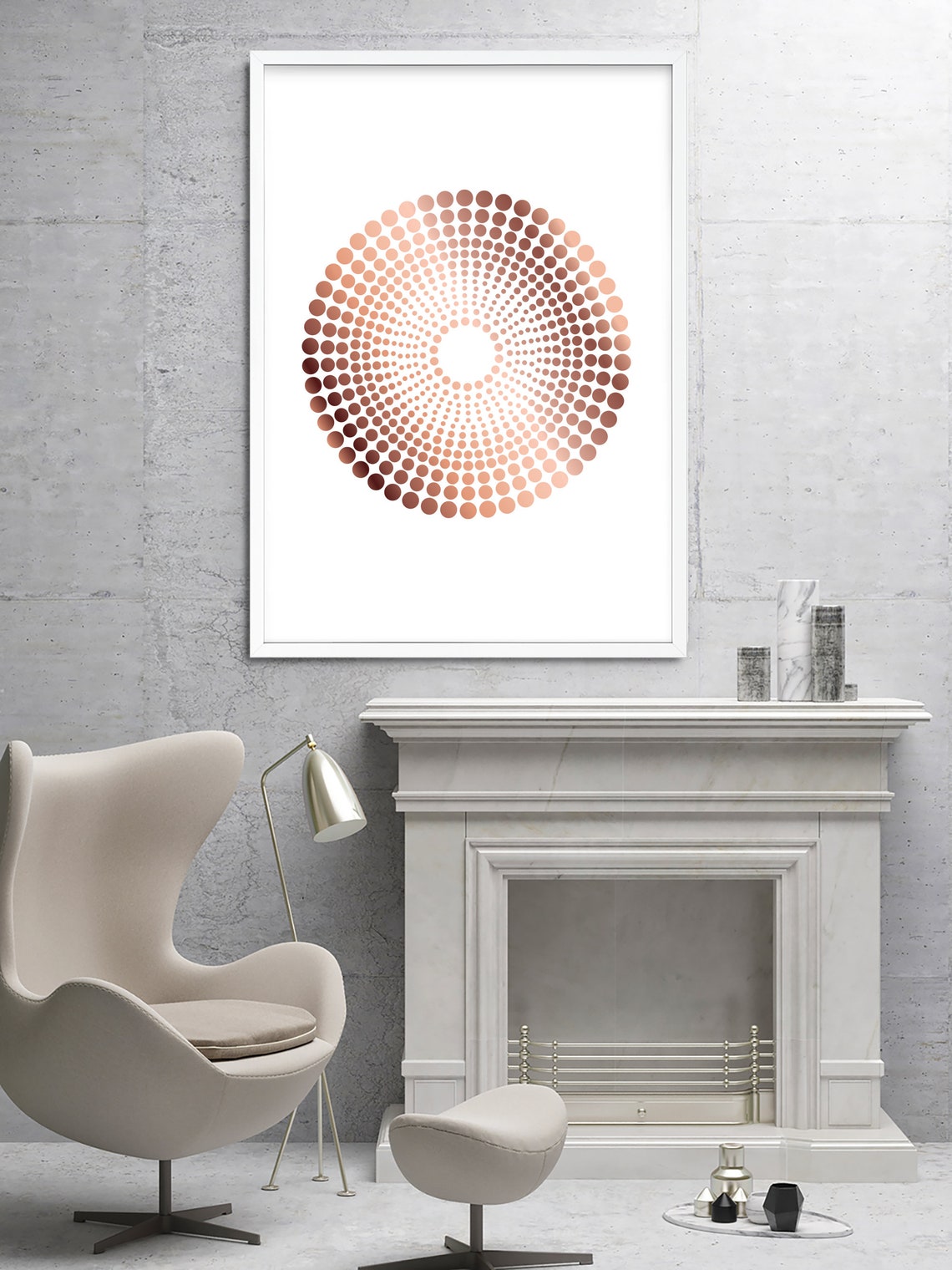 Copper Print Circle Art Printable Minimal Poster Home | Etsy