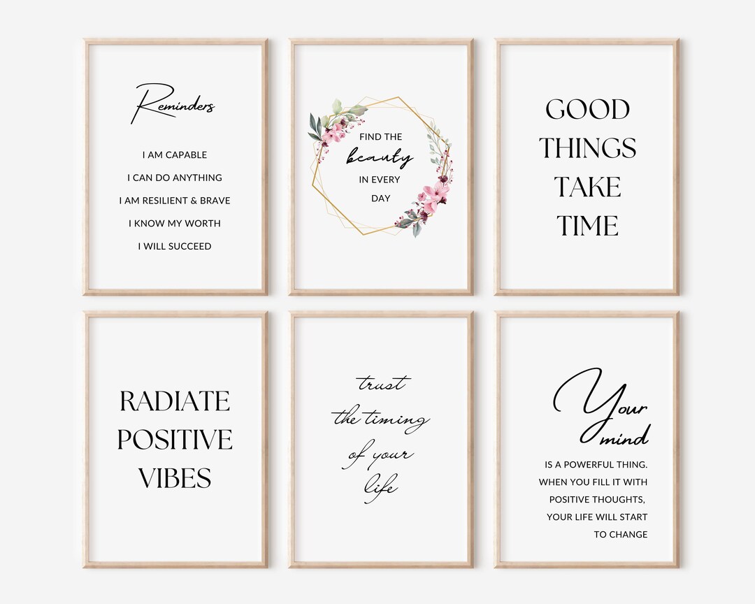 Set of 6 Positive Affirmations Posters for Women, Affirmation Printable ...