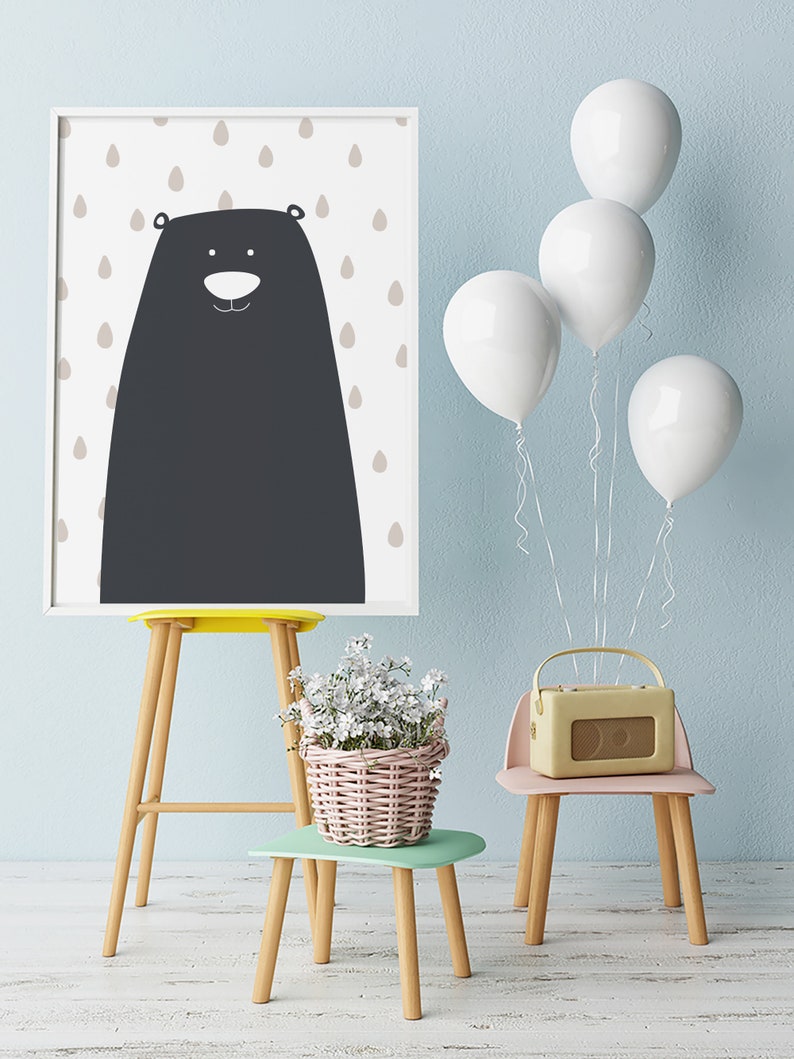 Printable Bear Nursery Wall Art Minimalist Woodland Animals - Etsy
