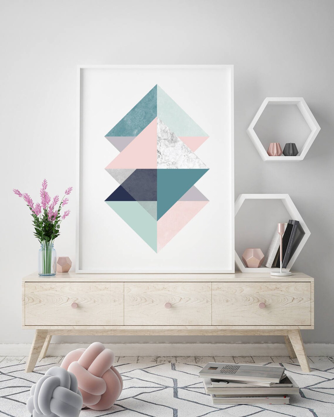 Green & Pink Print Geometric Art Digital Poster - Etsy