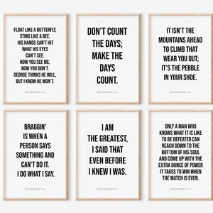 Mohammed Ali Inspirational Poster, Set of 6 Muhammad Ali Quote Prints ...