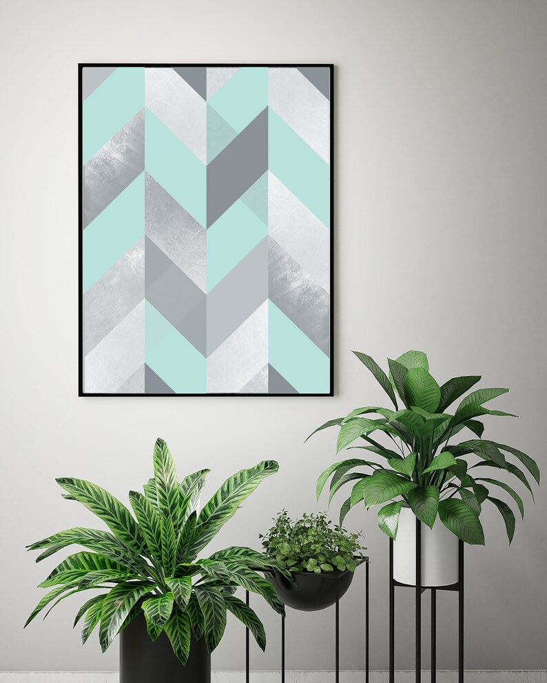 Mint Print Mint Poster Mint Wall Art Chevron Print | Etsy