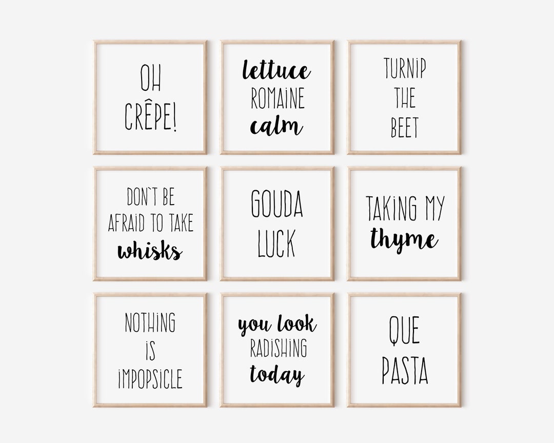 Printable Kitchen Wall Art Set, Set of 9 Prints for Kitchen, Kitchen ...