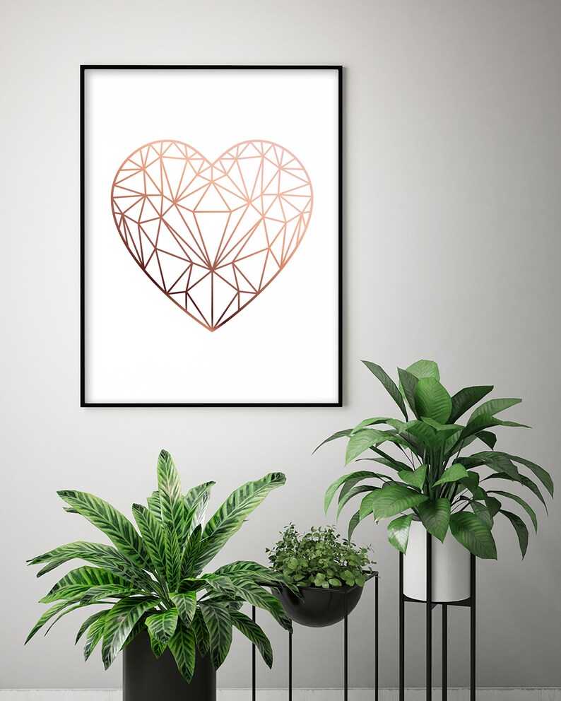 Copper Love Heart Print Copper Printable Art Scandinavian | Etsy