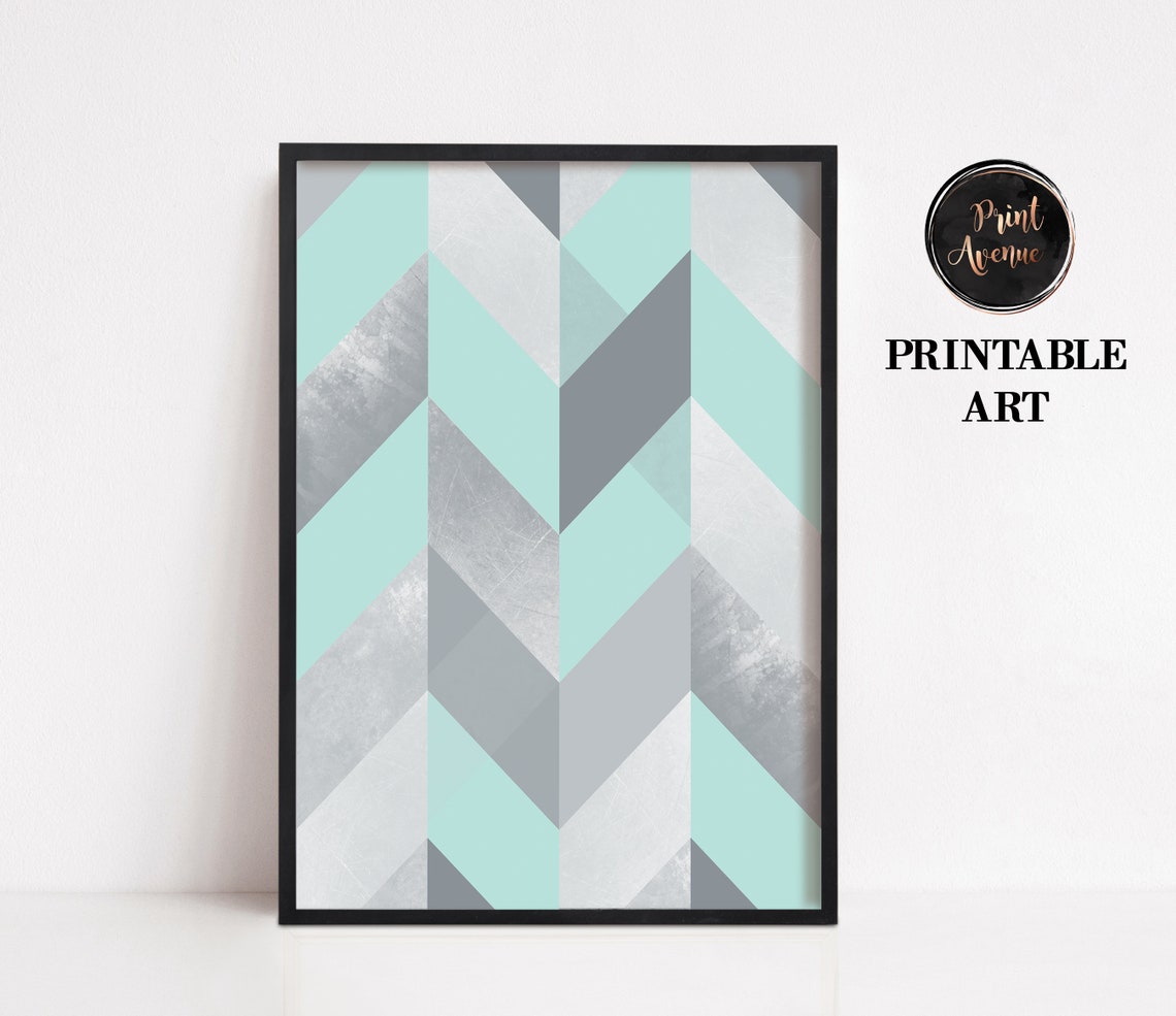 Mint Print Mint Poster Mint Wall Art Chevron Print | Etsy