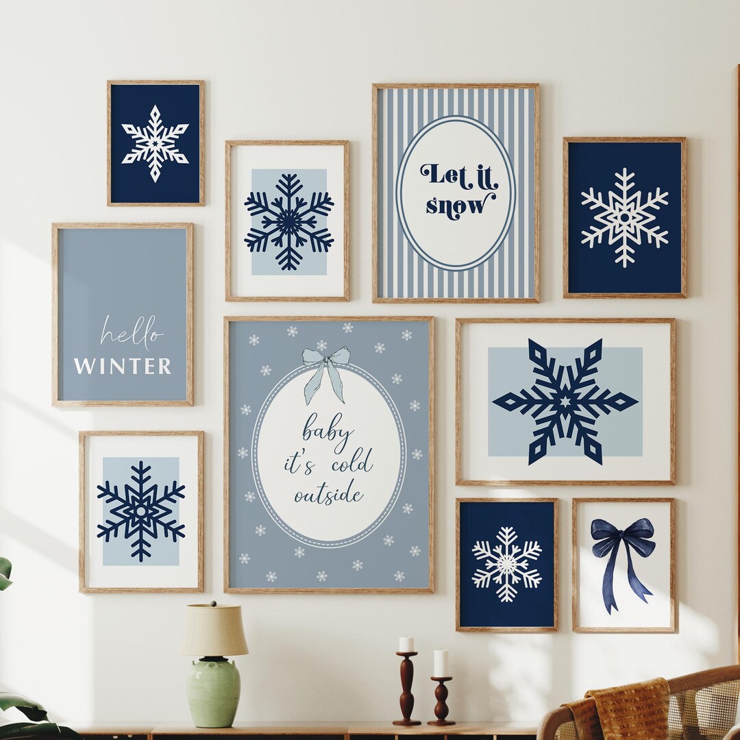 Printable Winter Gallery Wall Art Prints in Navy Blue, Quote Posters DIGITAL DOWNLOAD, Set of 10 ...