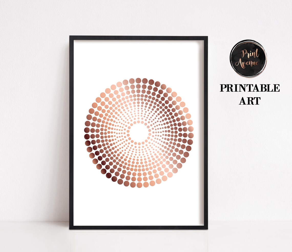 Copper Print Circle Art Printable Minimal Poster Home | Etsy
