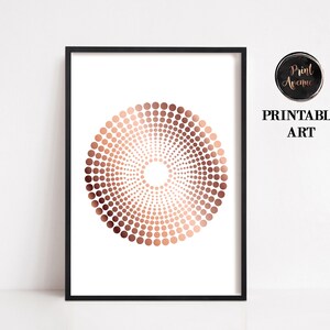 Copper Print Circle Art Printable Minimal Poster Home | Etsy