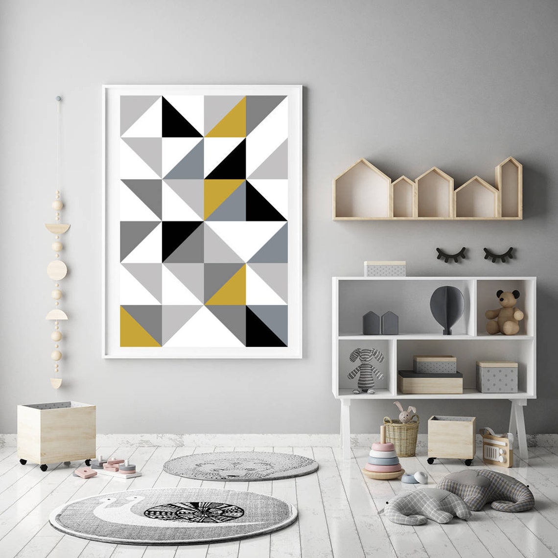 Abstract Geometric Print Triangle Print Scandinavian Print | Etsy