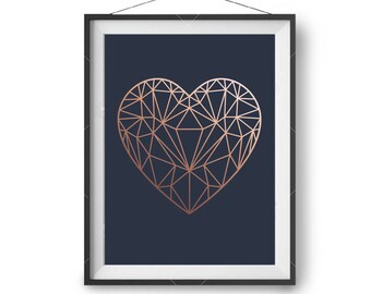 Copper Love Heart Print Copper Printable Art Scandinavian