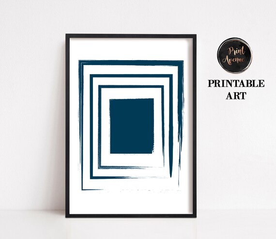 Navy Digital Print Abstract Art Geometric Print Paintbrush | Etsy
