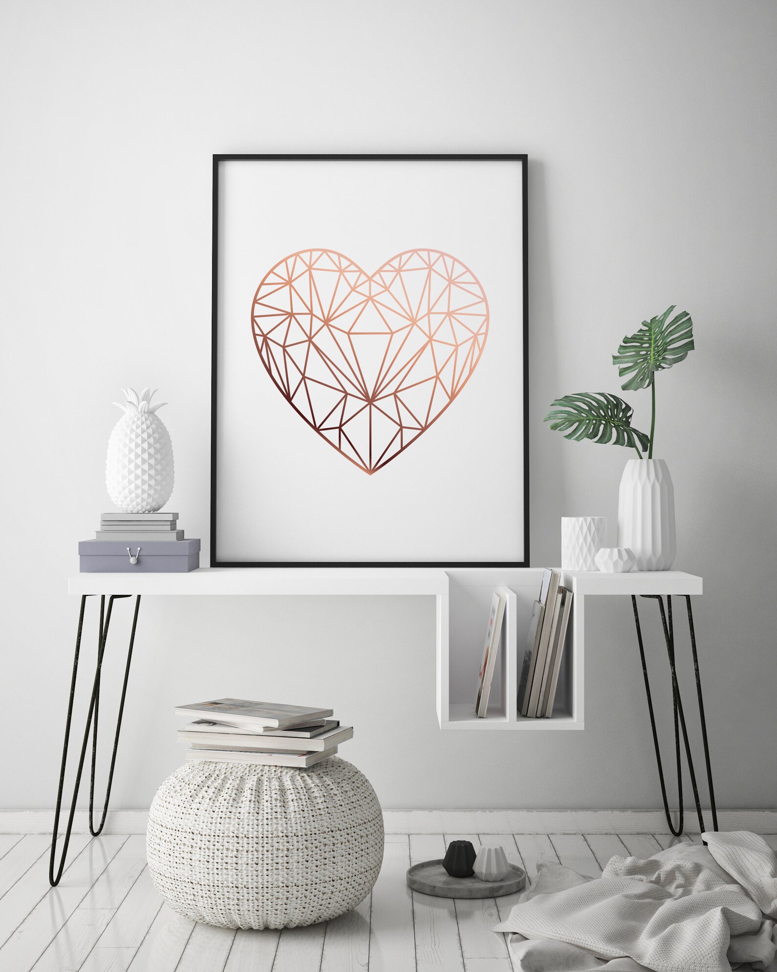 Copper Love Heart Print Copper Printable Art Scandinavian | Etsy