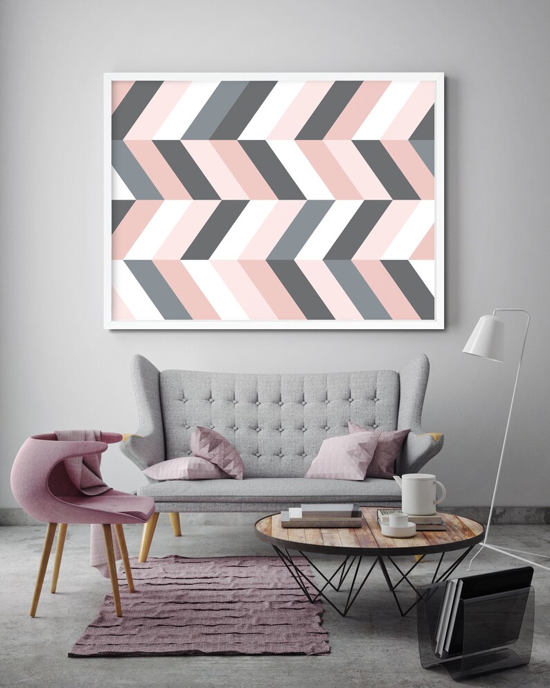 Blush Poster Scandinavian Print Geometric Art Digital | Etsy