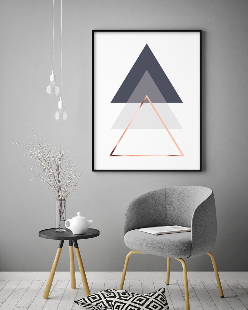 Gray Printable Art Abstract Poster Geometric Print Triangle | Etsy