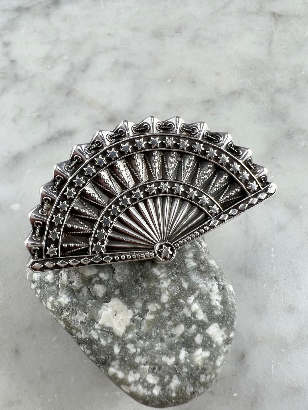 Antique Victorian Sterling Silver Hand Fan Brooch Circa 1880s, 1890s - Etsy