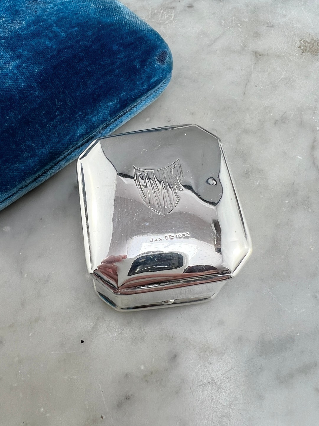 Art Deco Birks Sterling Silver Rectangular 1930s Single Slot Black ...