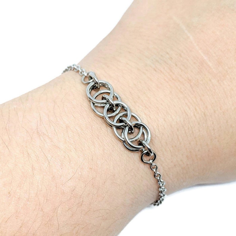 Helm Weave Chainmaille Focal Bracelet Chainmaille Anklet - Etsy