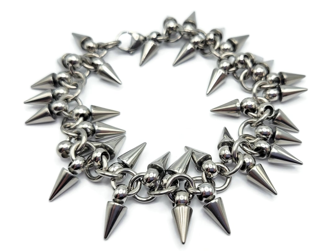 Large Dagger Bracelet, Chunky Gothic Spike Chain Anklet, Stainless ...