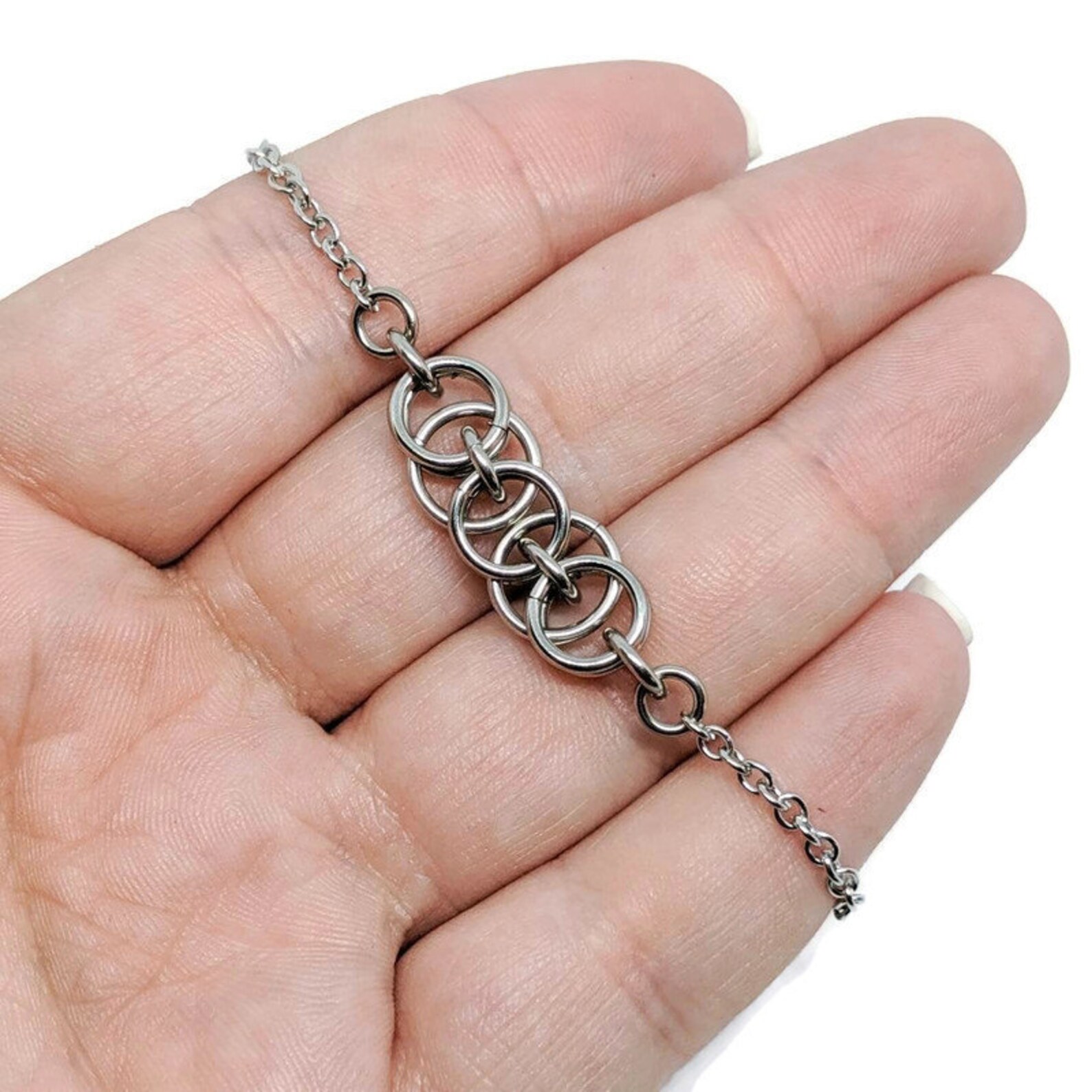 Helm Weave Chainmaille Focal Bracelet Chainmaille Anklet - Etsy