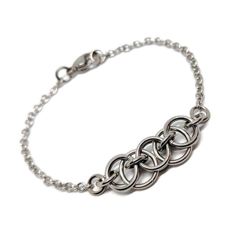 Helm Weave Chainmaille Focal Bracelet Chainmaille Anklet | Etsy