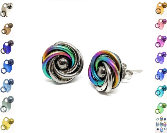 Mobius Chainmaille Stud Earrings Love Knot Earrings | Etsy