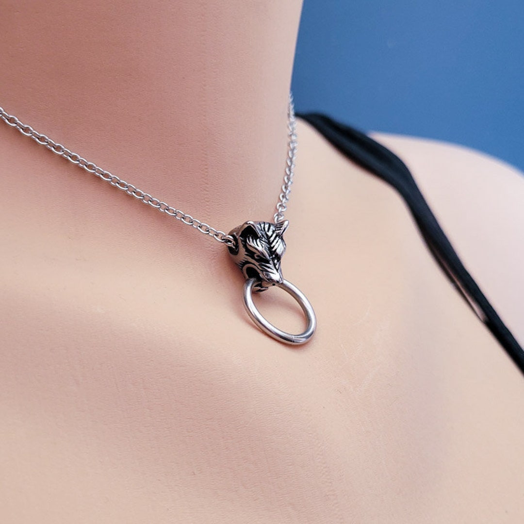 Wolf Biting Ring Choker, Werewolf Knocker O Ring Collar, Witchy Gothic ...