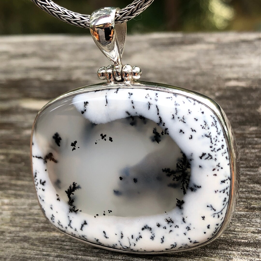 White and Black Dendritic Agate Pendant,natural Merlinite Pendant ...