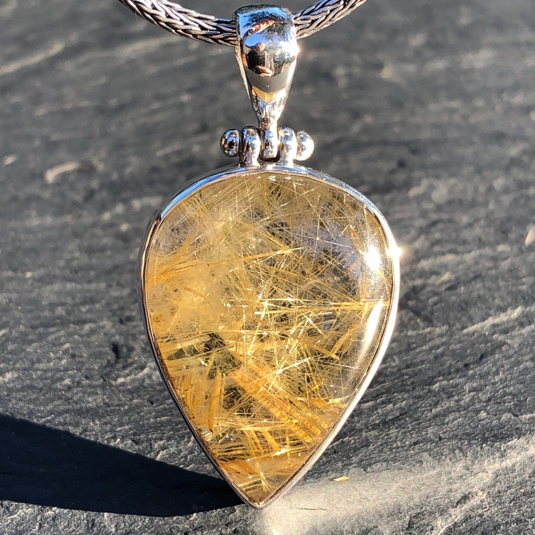 Rutilated Quartz Pendant in 925 Sterling Silver,golden Rutile Quartz ...