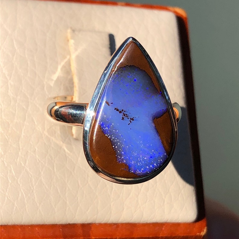 Purple Boulder Opal Ring,australian Opal in Sterling Silver,brown ...