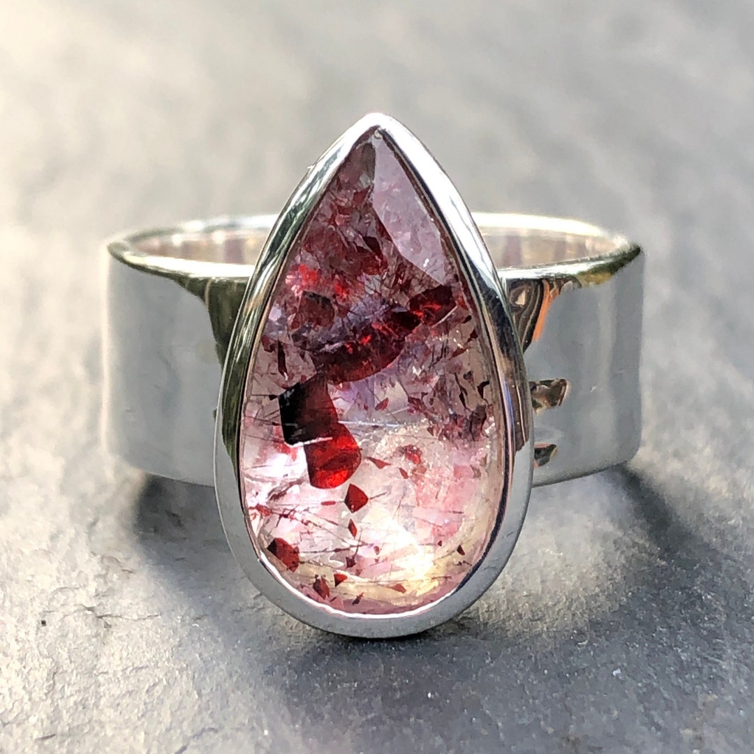 Lepidocrocite Quartz Gemstone Ring,faceted Clear Included Quartz,super ...