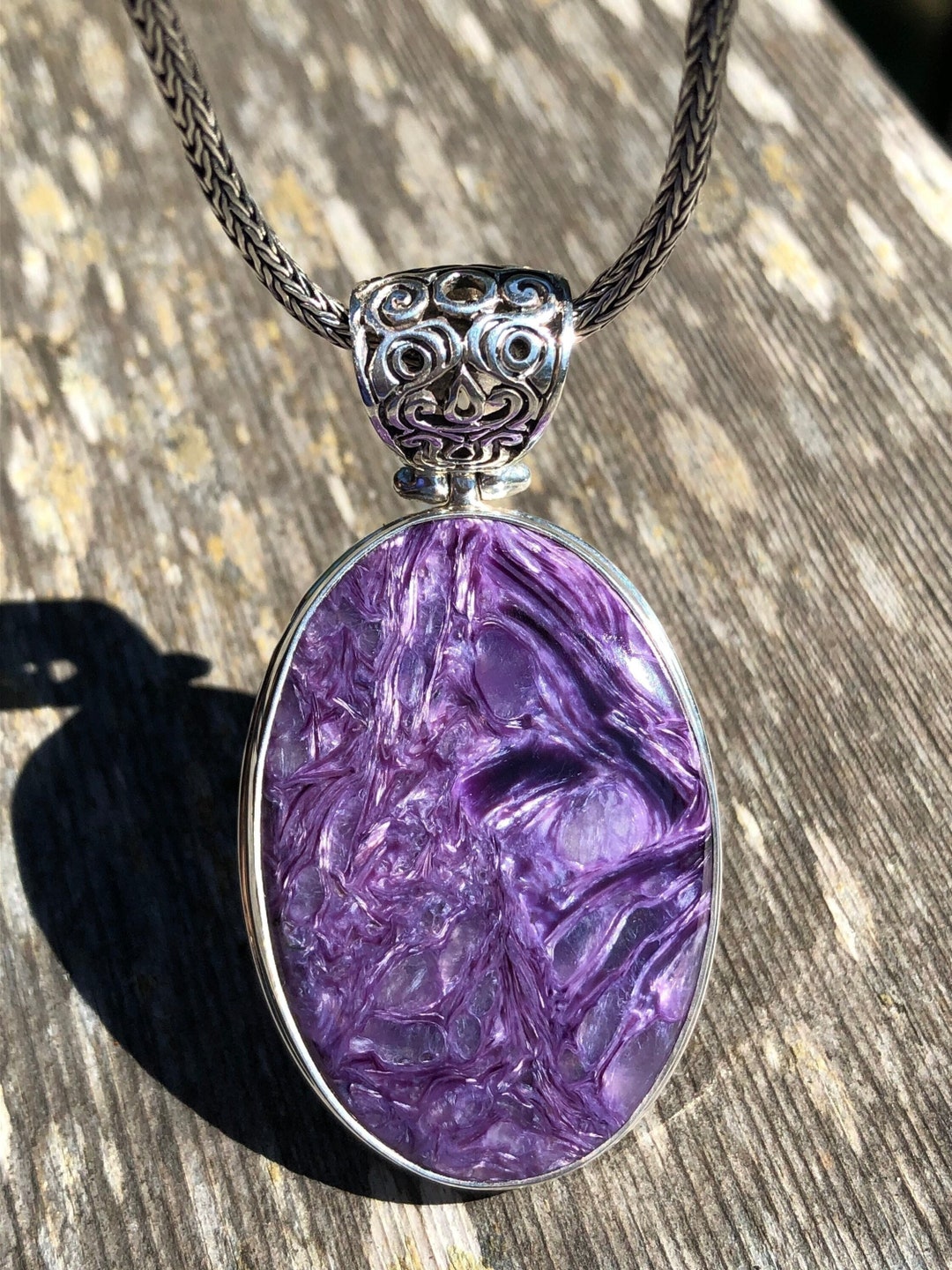Large Purple Charoite Pendant Sterling Silverquality Charoite - Etsy ...