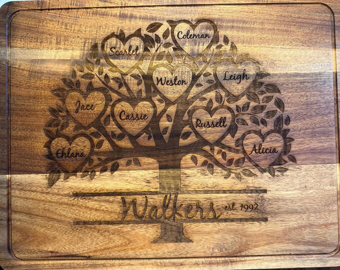 Engraved Family Tree Cutting Board, Family Gift, Grandparent Gift ...