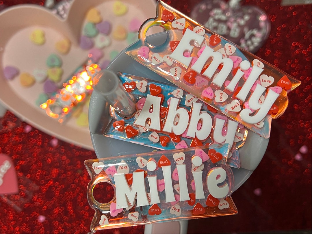 Valentine's Day Heart Stanley Topper: Personalized Acrylic Tumbler Name ...