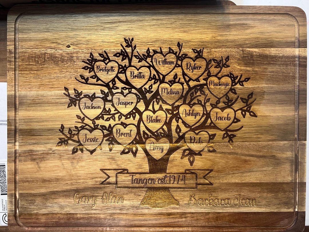 Engraved Family Tree Cutting Board, Family Gift, Grandparent Gift ...