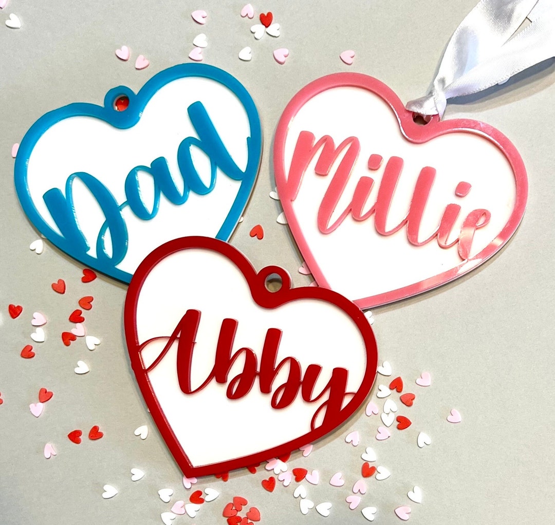 Valentine's Day Name Tags, Valentines Basket Tag, Heart Name Tag ...
