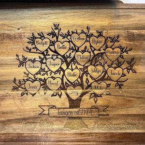 Engraved Family Tree Cutting Board, Family Gift, Grandparent Gift ...