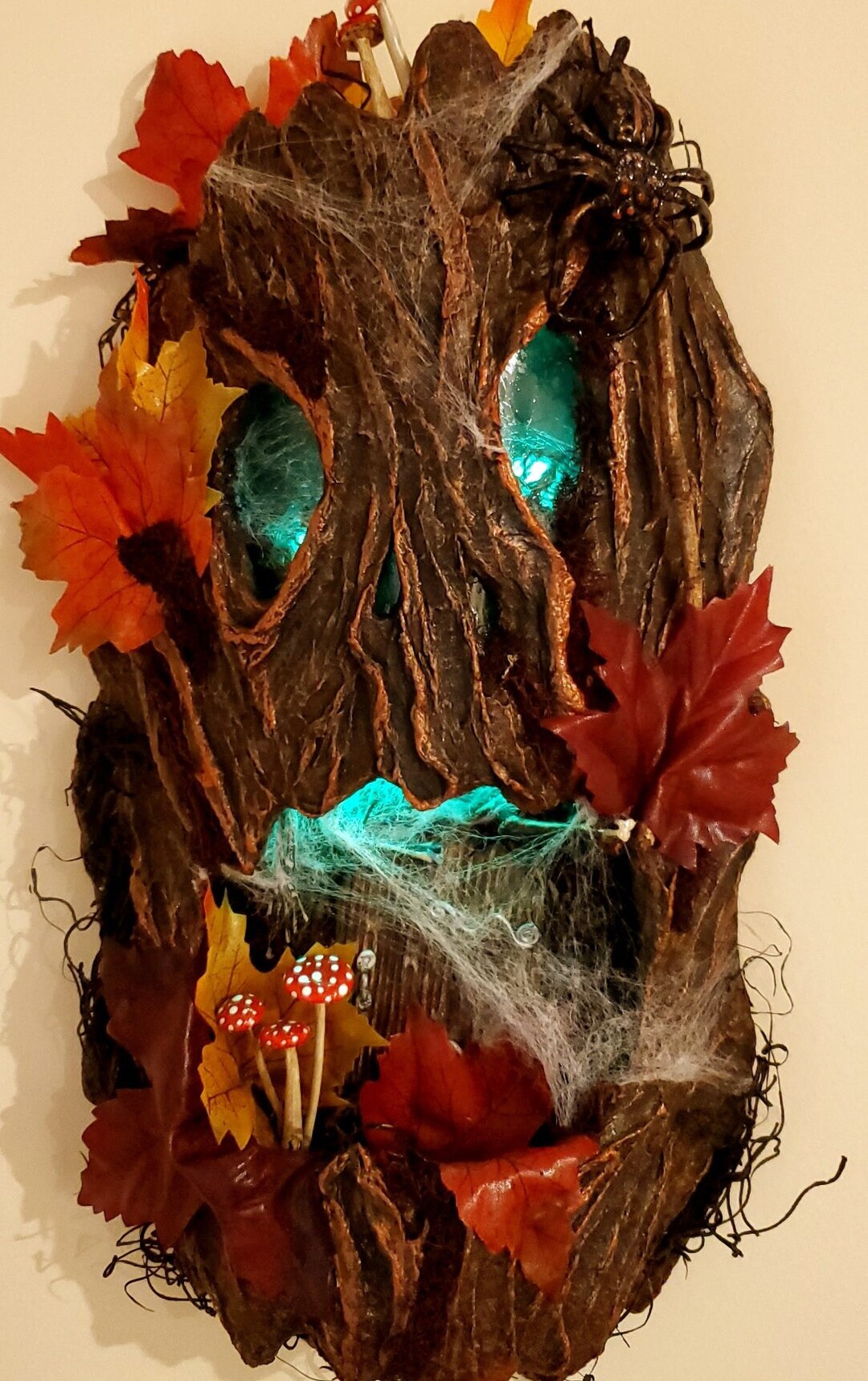 Haunted Fairy Door Halloween Decoration Green Glowing Face With Skull ...