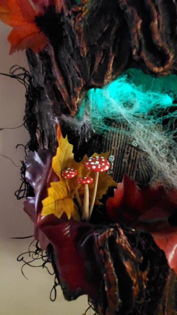 Haunted Fairy Door Halloween Decoration Green Glowing Face - Etsy