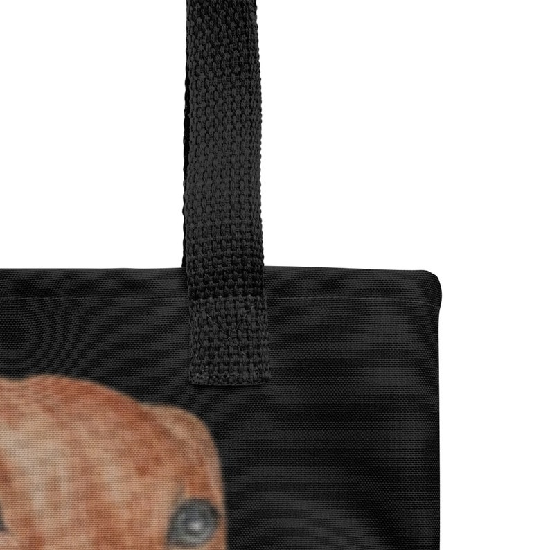 Red Dachshund Tote Bag Adorable Dog Portrait on Black Background by ...