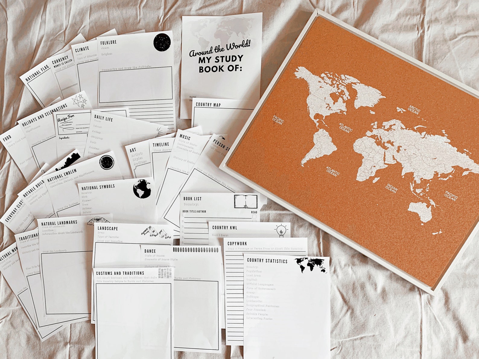 Country Unit Study Template Book List Country Statistics - Etsy