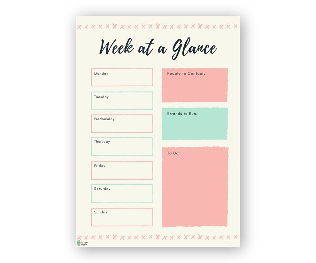 Week at a Glance | Weekly Planner Printable | Simple Homeschool Planner ...