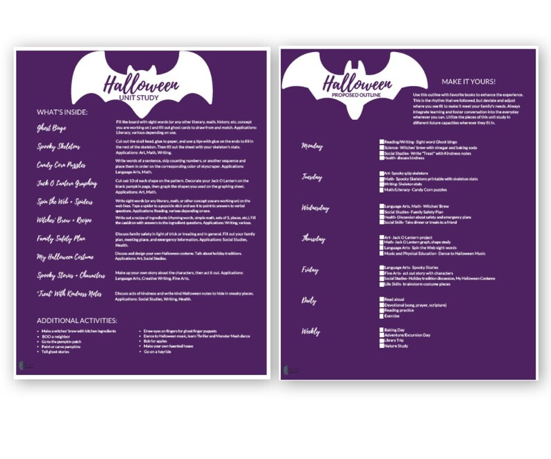 Halloween Unit Study | Halloween Unit | Printable Homeschool Lesson ...