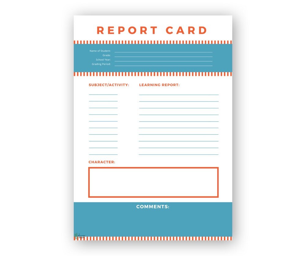 Homeschool Attendance and Report Card | Progress Report | Homeschool ...
