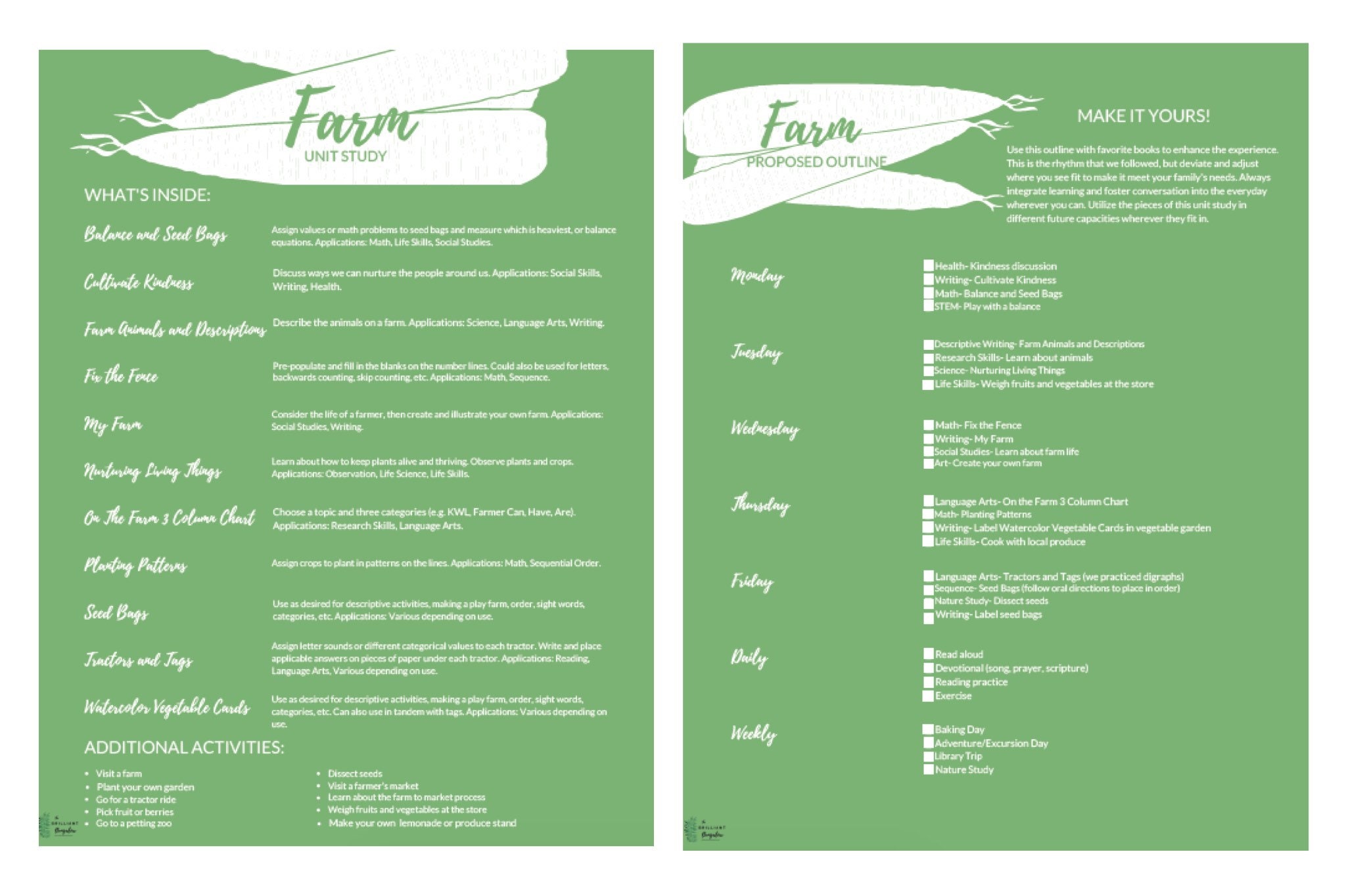 Farm Themed Educational Unit Printable Lesson Plans | Etsy