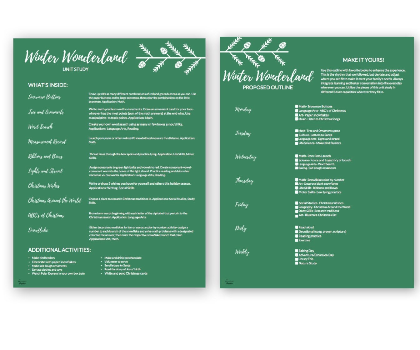 Winter Wonderland Unit Study Christmas Unit Study Winter - Etsy