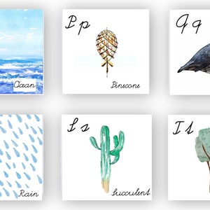Montessori Cursive Nature Themed Alphabet Cards | Montessori Alphabet ...